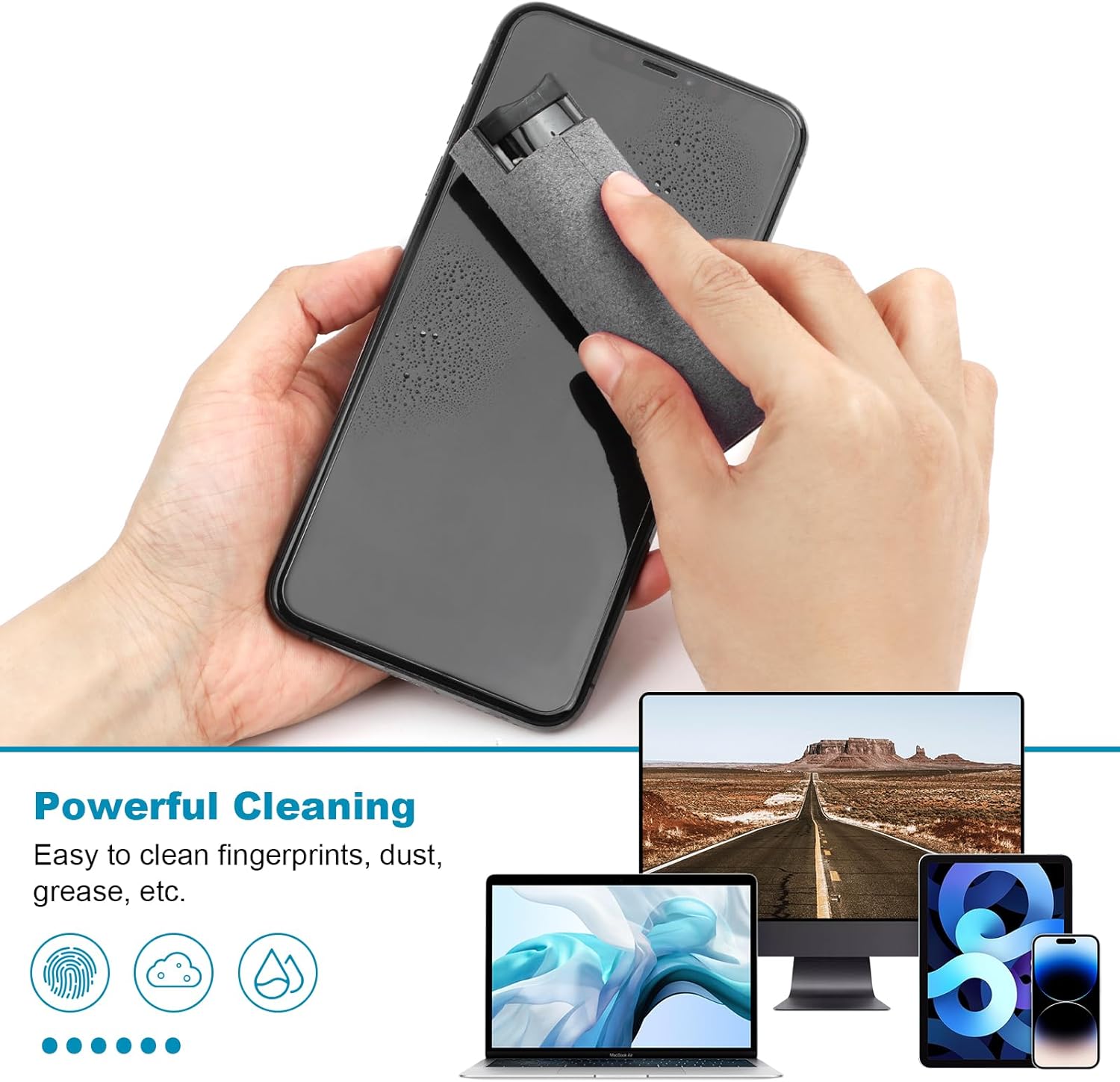 Screen Cleaner Spray & Phone Stand for Smartphone Tablet, TV Laptop ...
